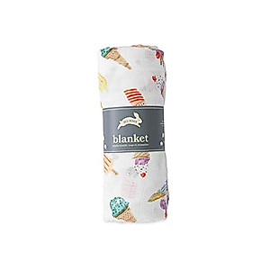 Red Rover Kids Cotton Muslin Swaddle - 47”x 47”- 100% Cotton – Machine Washable – Softer with Every Wash – Playful Designs -Soft, Breathable & Lightweight – Unisex (Ice Cream Parlor)