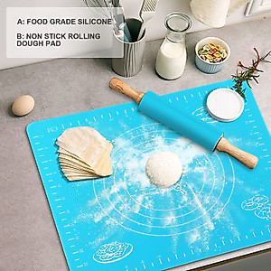 Silicone Baking Mat Non Slip Pastry Mat, Baking Mat 11" x 10'' for Counter, Oven Liner, Pie Crust, Reusable Fondant Mat Extra Thick with Measurement