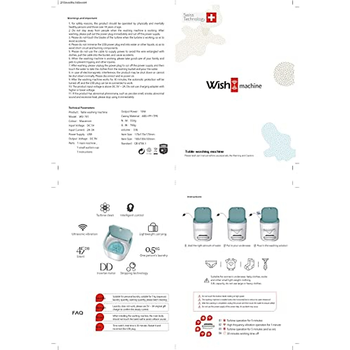 3.8L Mini Electric Washing Machine Portable USB Underwear Small-scale Cleaning Machine Lazy Panties Necktie Socks Baby Clothes Compact Laundry Machine