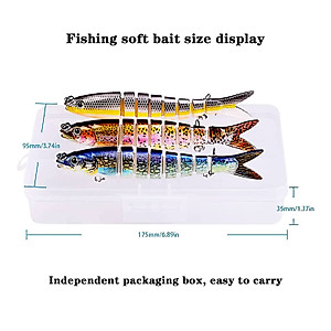 Fishing Lures for Bass Trout Multi Jointed Swimbaits Pencil Fishing Lures with Two Blast Hooks Bass Lures Fishing 3 Kit Freshwater or Saltwater Fishing Tackle (Three-Color Suit-A, 5.3inch)