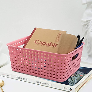 Ortodayes 6 Pack Plastic Woven Basket, Small Bathroom basket