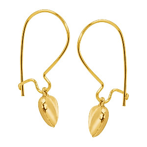 Eternity Gold Puffed Heart Drop Earrings in 14K Yellow Gold