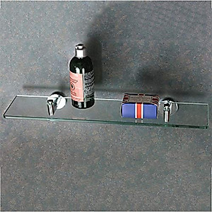 XJJZS Wall Mounted Stainless Steel Bathroom Shelf Rack, Glass Shelves