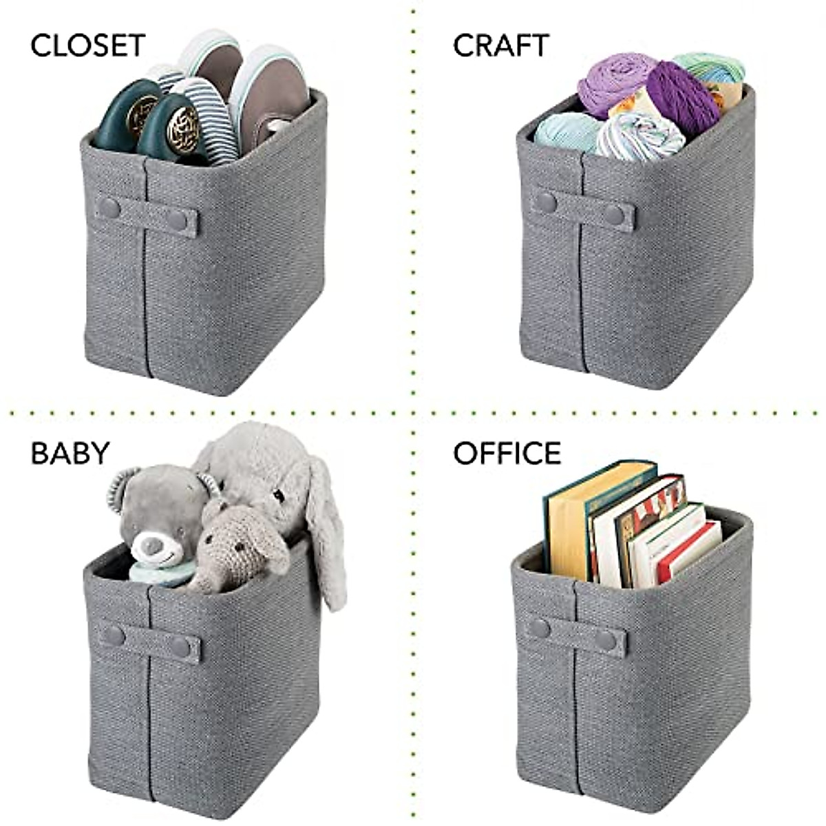 mDesign Fabric Storage Box – Household Storage Basket with Integrated Handles - Perfect for Holding Towels and Bathroom Accessories – Charcoal
