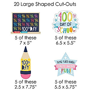 Big Dot of Happiness Happy 100th Day of School - 100 Days Party DIY Decorations - Clothespin Garland Banner - 44 Pieces