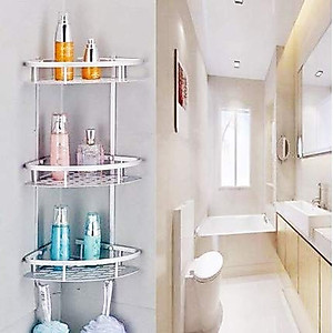 Shower Corner Shelf, Aluminum 3 Tier Wall Mount Bathroom Shower Caddy Rack 44Lbs Maximum Load Storage Baskets Organizer for Home Bathroom Toilet Dorm Kitchen, 22.04 x 9.05 x 11.81 inch