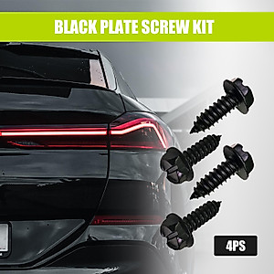 gunhunt 4 PCS License Plate Screw Kit, 304 Stainless Steel Bolts Fasteners, Hexagon Head Screw, Universal for Front Rear License Plates & License Plate Frame Covers of Cars, Trucks SUVs (Black)