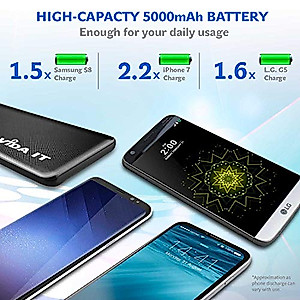 Vida IT Slim 5V 2A Power Bank for Heated Vest Rechargeable Heated Jacket Battery Pack Pocket Size Thin 5000mAh Portable USB Charger for Heated Clothing, Scarf, Coat, Pants, Cell Phone USB-C Power Pack