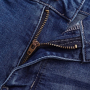 THUNDER STAR Women Mid Rise Ripped Stretchy Jeans Shorts Frayed Raw Hem Casual Denim Shorts Blue XXL