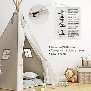 the Beatitudes Bible Verse Canvas Painting Framed Wall Art Decor for Home Living Room Bedroom, Matthew 5:3-10 Quote Canvas Poster Scripture Print Gifts