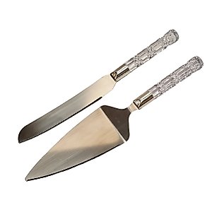 Stainless Steel Black Duck Brand Cake Knife Server Set with Faux Crystal Handle (1)