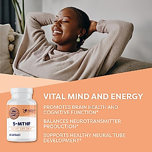 Vimergy 5-MTHF, 60 Servings – Highly Absorbable Capsules – Supports Brain Health & Cognitive Function – Healthy Mood Support Supplement* - Non-GMO, Gluten-Free, Vegan & Paleo Friendly (60 Count)