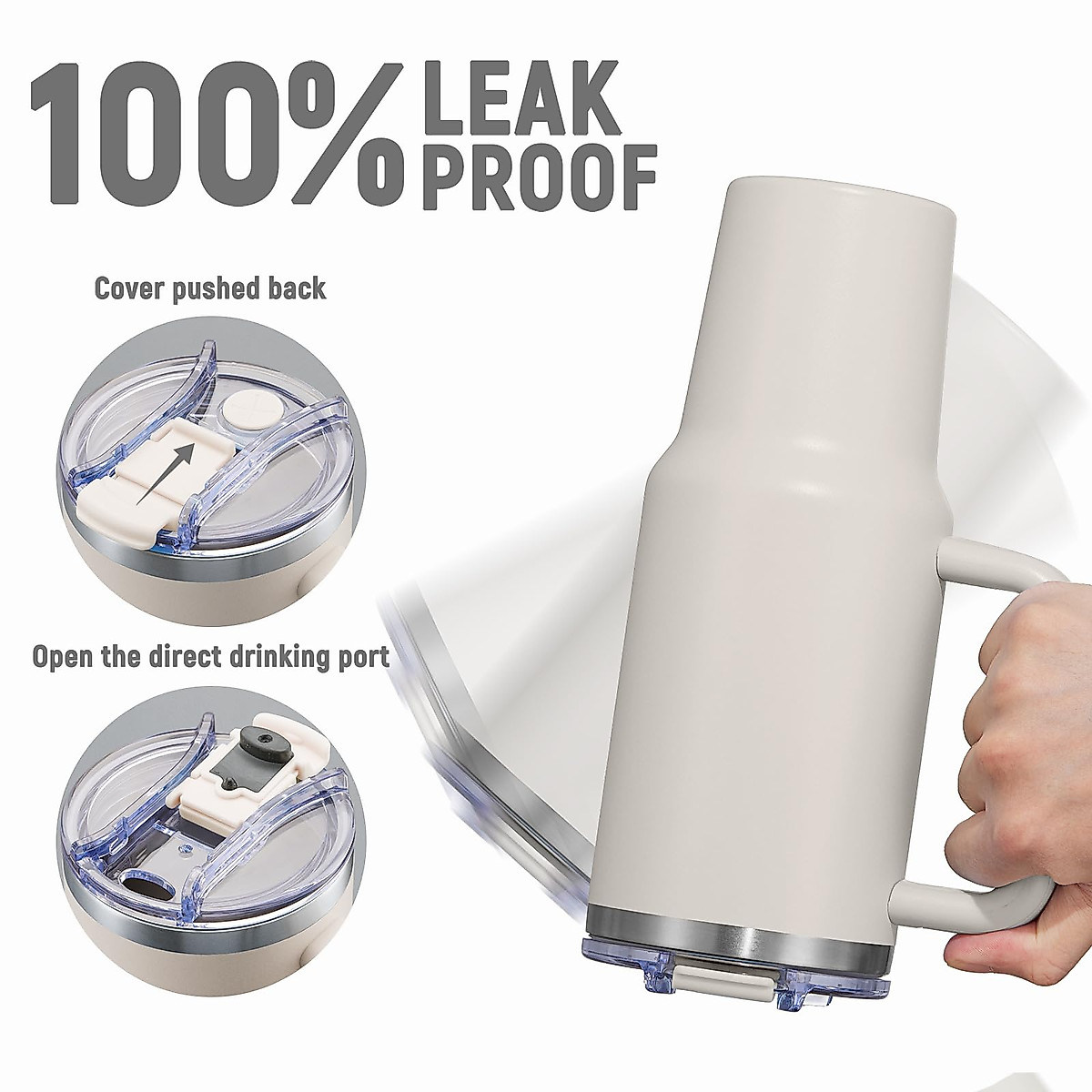 SMLIXE 40 oz Tumbler with Handle and Straw Lid,Insulated Reusable Stainless Steel Water Bottle Travel Mug，Cupholder Friendly Double Wall Vacuum Sealed Cup (Almond Birch)