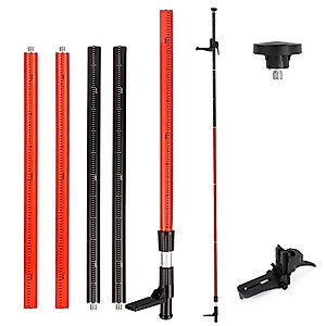 Laser Level Pole， Telescoping Tripod Pole 12FT/3.7M with Tripod Adjustable Mount 5/8''&1/4'' Thread for Bosch Dewalt Rotary and Line Rotary Lasers (MP2 Pole with Tripod)