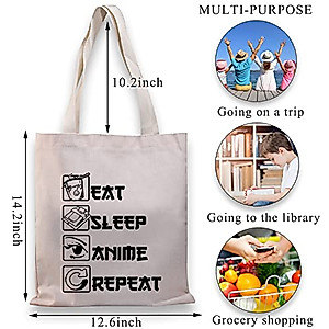BDPWSS Anime Canvas Tote Bag Anime Lover Gift Anime Fans Bag Eat Sleep Anime Repeat Kawaii Anime Reusable Handbag (Sleep anime TG)