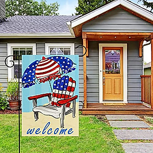 WORGATE Garden Flags for Independence Day, Small Yard Flag for Holiday Outdoor Decorations, Summer Yard Banners for Outside, Funny, Welcome, Double Sided,12 X 18 Inch (Welcome)