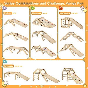 Dripex Pikler Triangle Set, X-Large Climbing Triangle with Reversible Ramp and More Than 20 Playing Modes, Premium Early Learning Montessori Climbing Toys for Toddler Kids
