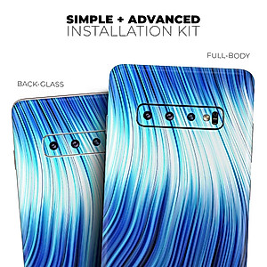 DesignSkinz Blue Vector Swirly HD Strands Protective Vinyl Decal Wrap Skin Cover Compatible with The Samsung Galaxy S20 (Screen Trim & Back Glass Skin)