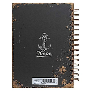 Christian Art Gifts Large Hardcover Notebook/Journal | Hope As An Anchor – Hebrews 6:19 Bible Verse | Vintage Inspirational Wire Bound Spiral Notebook w/192 Lined Pages, 6” x 8.25”