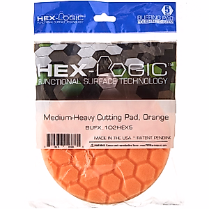 Chemical Guys BUFX_102_HEX5 Hex-Logic Medium-Heavy Cutting Pad, Orange, 5.5" Pad made for 5" backing plates, 1 Pad Included