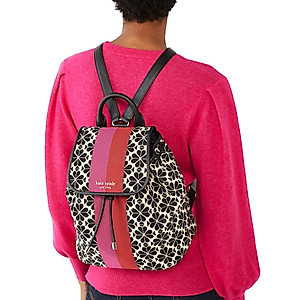 Kate Spade New York Spade Flower Jacquard Stripe Synch Medium Flap Backpack Cream Multi One Size