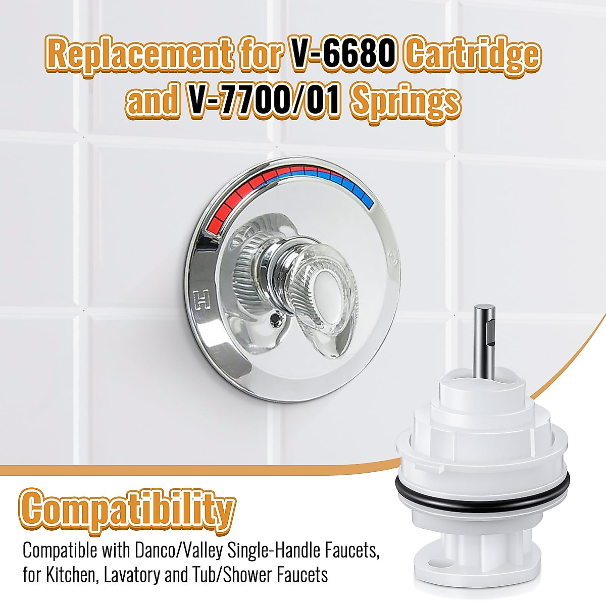 Enhon Shower Faucets Cartridge Replacement for V-6680 V-7700/01, Compatible with Danco/Valley Single Handle Faucets, Single Lever Cartridge Replacement for Kitchen, Lavatory and Tub/Shower Faucets