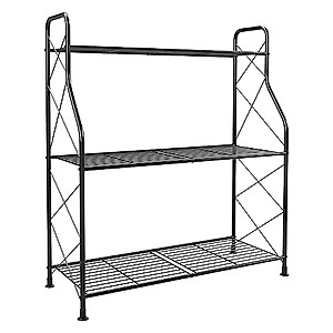 YisanCrafts 3-Tier Shoe Rack for Closet Metal Shoe Organizer for Entryway, Extra Large Capacity Wide Shoe Storage Shelf with Sturdy Wire Grid for Closet Floor, Bedroom, Wire Grid, Black