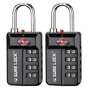 TSA Approved Travel Luggage Locks, Open Alert Combination Lock for School Office & Gym Locker,Toolbox, Pelican Case,Easy Read Dials- 1, 2 & 4 Pack (1, Black 2 Pack)