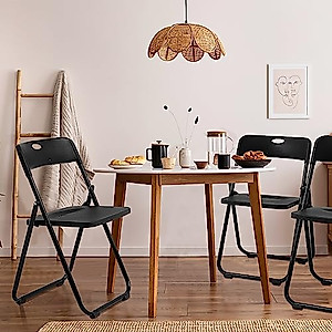 Sintuff 12 Pcs Plastic Folding Chair Steel Folding Dining Chairs Folding Chairs Bulk Fold up Event Chair Portable Commercial Chair with Steel Frame 350lb for Office Wedding Indoor (Black)