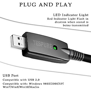 YESPURE USB Guitar Cable,Guitar Bass to USB Link Connection Cable Adapter,Professional Guitar to PC USB Link Recording Cable Lead Adaptor 2.8M/9.2FT