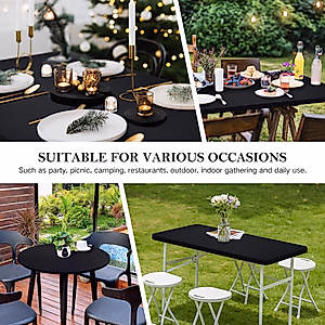 Wolkemer Fitted Oval Tablecloth Spandex Stretch Black Cocktail Table Cover Elastic Edge Topper Cap for Dining Wedding Party Picnic 48 x 72 Inch