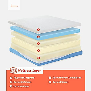 PrimaSleep Wave Gel Infused Memory Foam Mattress, 10'' H, Queen, Blue