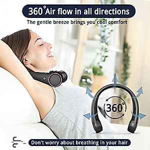 FrSara Neck Fan, Bladeless Portable Neck Fan, Adjustable, 360° Cooling,Super Quiet, No Blade Fan Design, No Hair Twisting, Even Air Volume On Both Sides, Non-Slip, Short Charging, Long Use Time