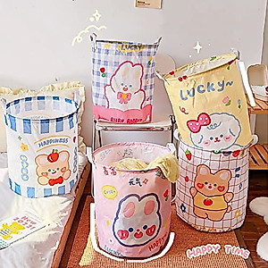 Tuelaly Kawaiis Laundry Basket Cute Cartoon Bunny Bear Storage Basket Kawaiis Stuffs Kawaiis Accessories Purple