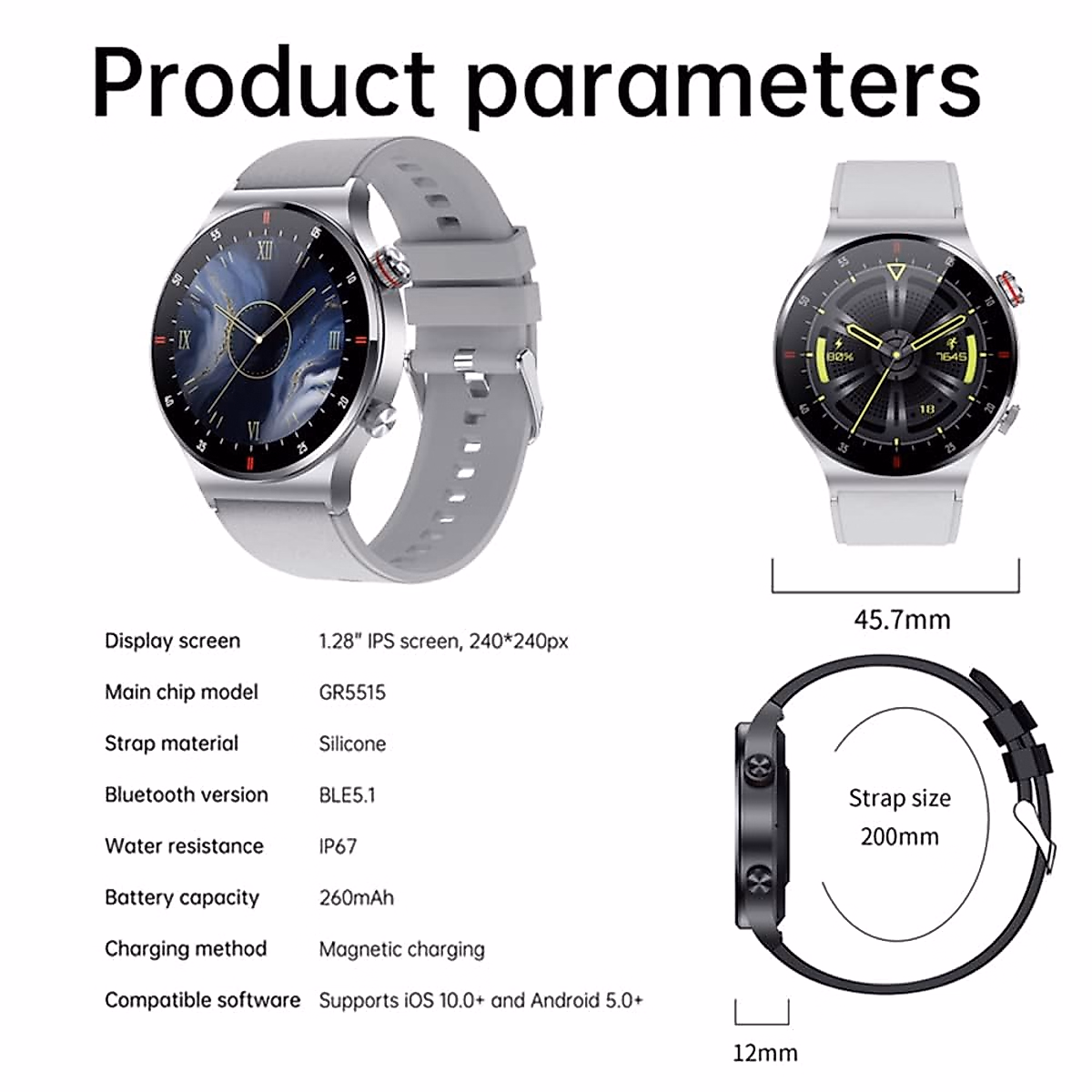 FILIEKEU Women Men Smart Watch Bluetooth Calls Heart Rate Sleep Monitor IP67 Waterproof Sport Fitness Tracker HD Touch Screen Silver Stainless Steel Smart Watches for Android iOS…