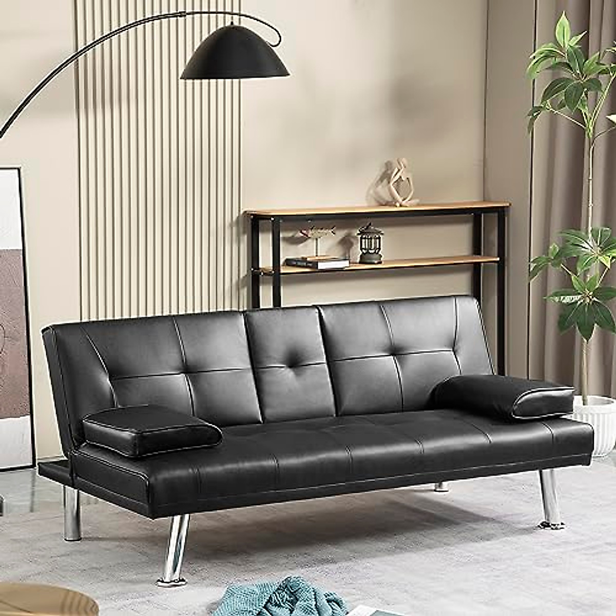 Modern Napping Futon Sofa Daybed Loveseat,2 Seaters Love Seat Convertible Sleeper Couch Bed for Home Apartment Office Small Space Living Room Furniture Sets