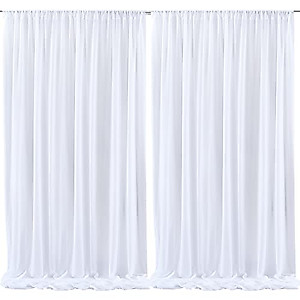 White Chiffon Sheer Backdrop Curtain for Wedding, Parties, White Arch Drapes for Backdrop Decoration,Wrinkle-Free 10ft x 10ft