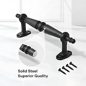EaseLife 9" Barn Door Pull Handle,Rustic Black Cast Iron Grab,Easy Install