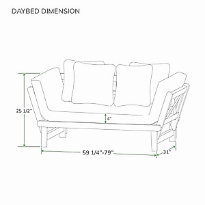 Cambridge Casual West Lake Mahogany Outdoor Convertible Sofa Daybed, Weathered Gray/Oyster Cushion