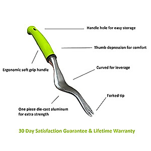 Garden Guru Hand Weeder Tool with Ergonomic Handle - Weed Puller for Planting, Weeding, Flower and Vegetable Care in Lawn Garden Yard | Rust Resistant
