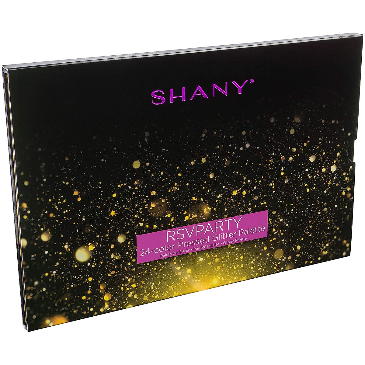 SHANY RSVParty Makeup Glitter Eyeshadow Palette - 24 Long-Lasting Pressed Glitter Pigments for Face and Body - Ultra Pigmented Glitter Makeup set with a Makeup Brush. Full Size Eyeshadow Pan.