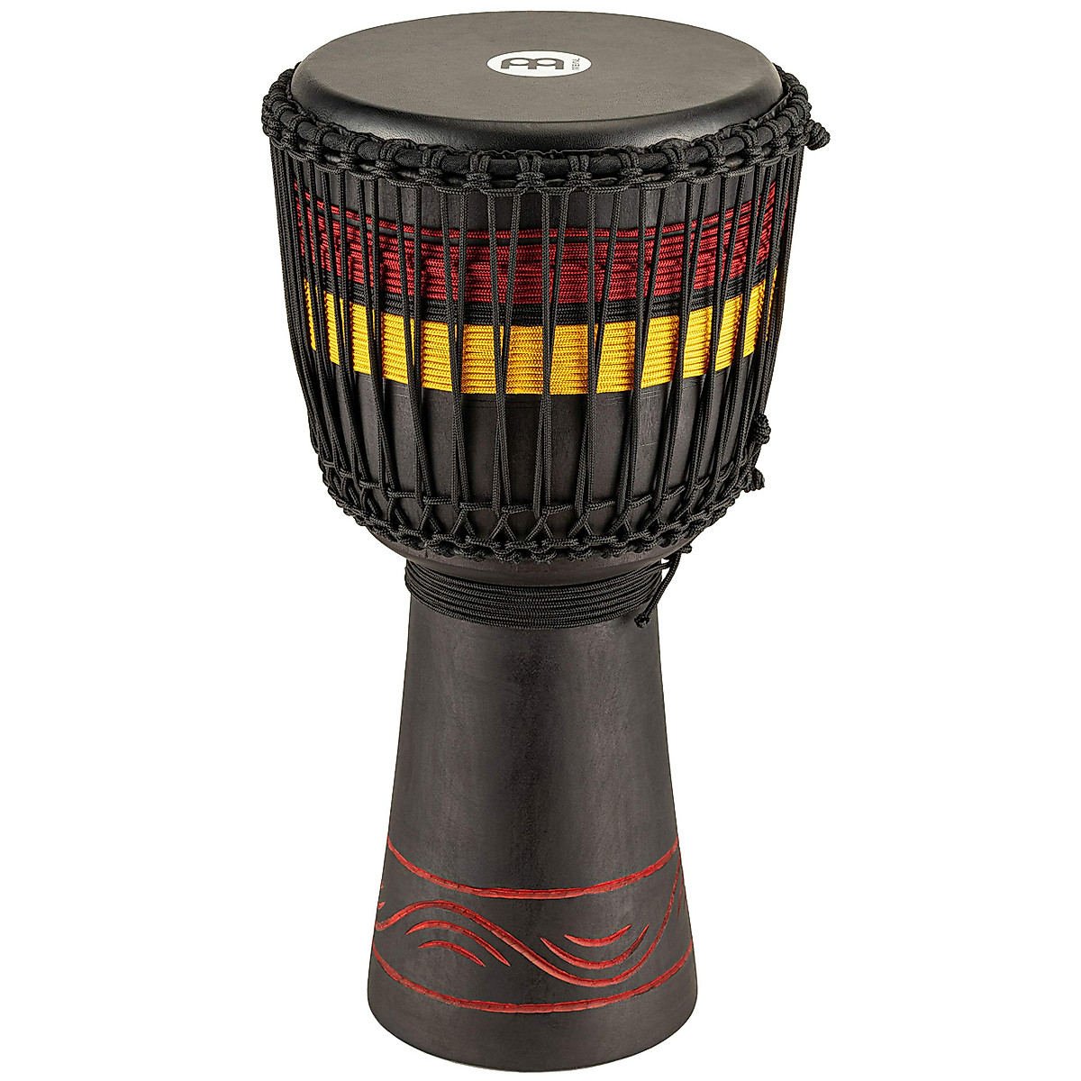 Meinl Percussion ADJ7-L African Style Fire Rhythm Series Rope Tuned 12" Wood Djembe, Black