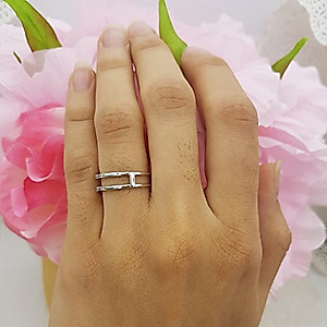 Dazzlingrock Collection Round Alternate Black Diamond & White Diamond Wedding Enhancer Guard Ring for Women in 10K White Gold, Size 8