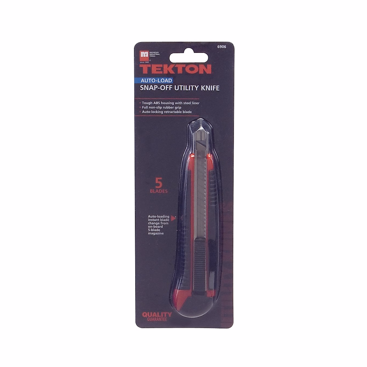 TEKTON 6906 Compact Auto-Load Snap-Off Utility Knife, 9mm