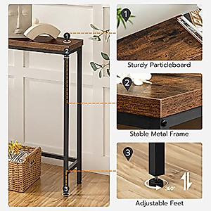 HOOBRO Console Table, Narrow Sofa Table, 70.9" Entryway Table, Extra Long Console Table, Behind Couch, Skinny Hallway Table for Foyer, Living Room, Bedroom, Rustic Brown and Black BF180XG01G1