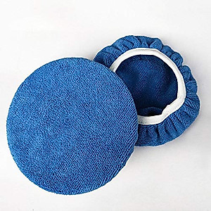 ZYTC Car Polishing Waxing Sleeve Polisher Pad Bonnet Microfiber Pad Soft Pack of 5 (Dark Blue, 9"-10")