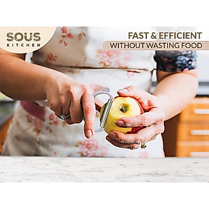 Sous Kitchen Veggie Peeler Julienne Peeler & Fruit Peeler Set of 3 - Vegetable Peelers for Kitchen - Potatoes Peeler With Sharp Peeler Blades - Speed Peeler With Ergonomic Handles & Swivel Blades