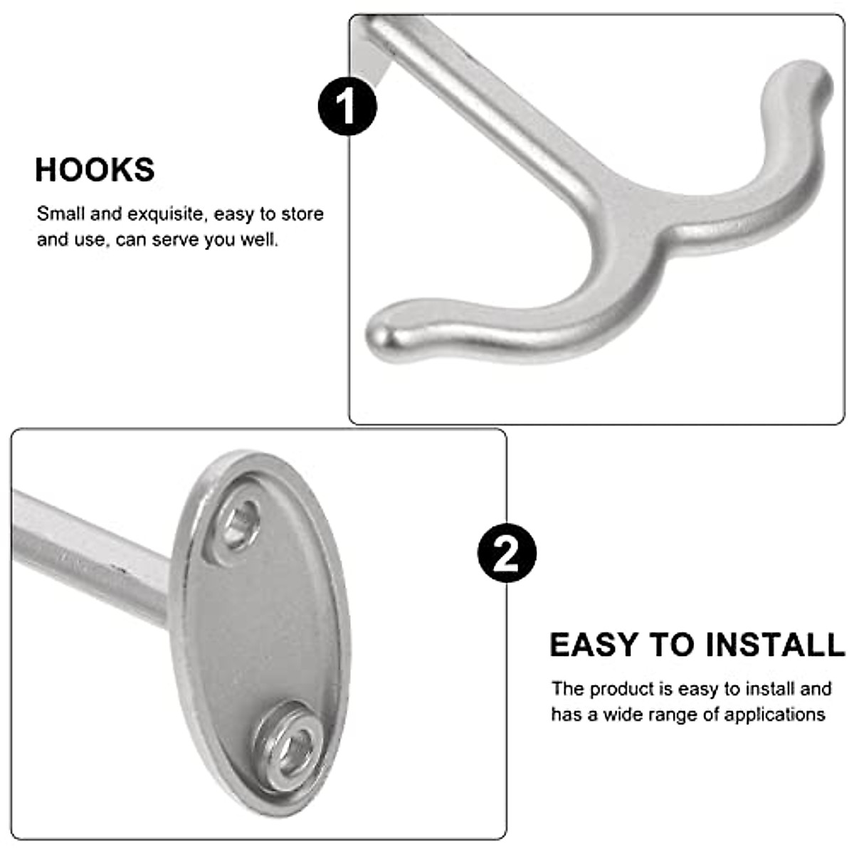 TEHAUX 4 Pcs Coat Hanging Hooks Double Prong Ceiling Hooks Retro Clothes Hat Hooks