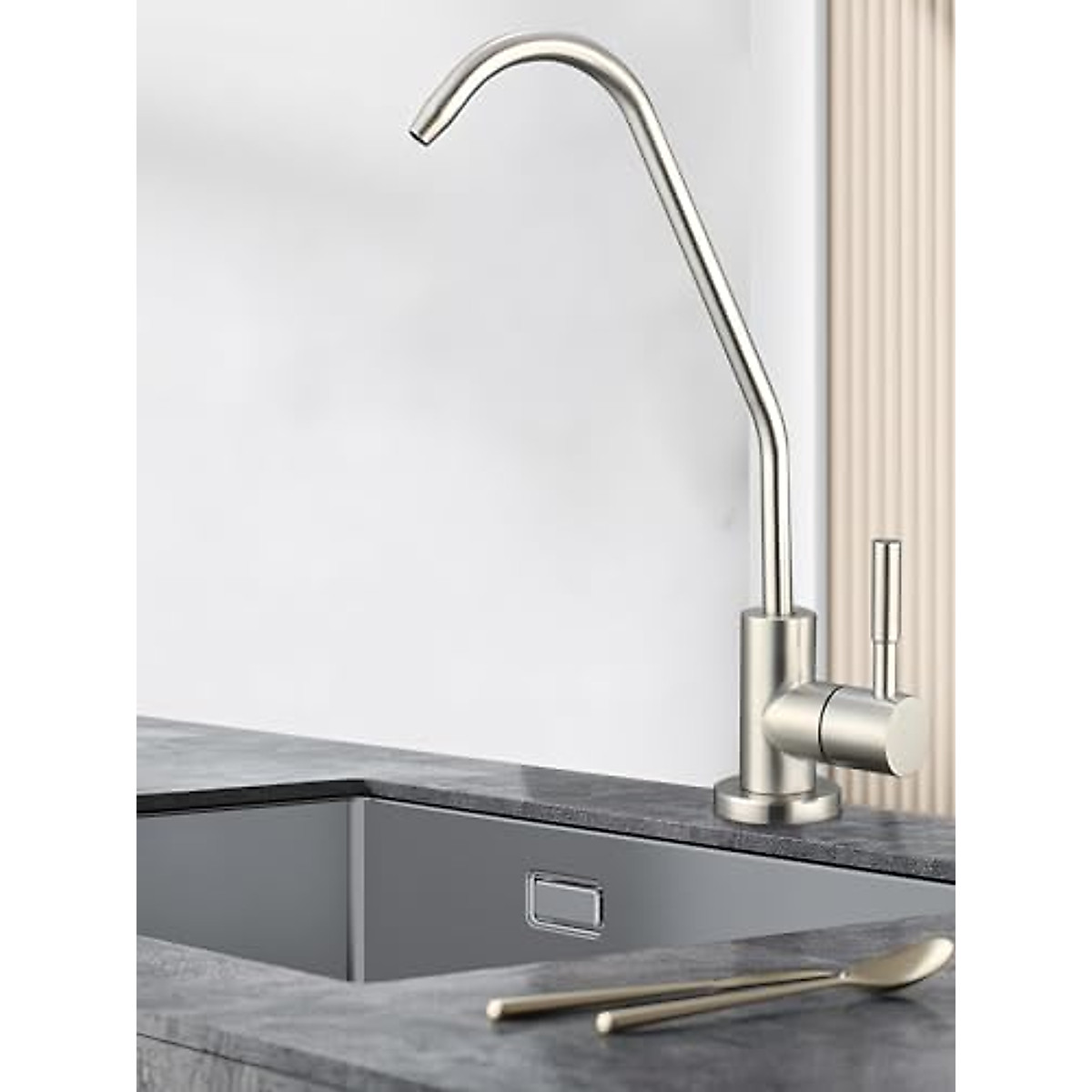 Drinking Water Faucet,Easy to Install Lead-Free Sink RO Faucet,Water Filter Faucet for Kitchen Bar Sink,Brushed Nickel SUS304 Reverse Osmosis Faucet