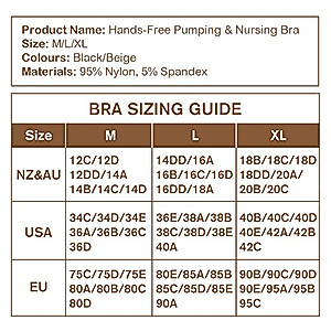 haakaa Pumping Bra Hands Free Maternity Bras for Breastfeeding Adjustable & No Underwire Breast Pump Bra and Nursing Bras with Extra Bra Extenders & Clips Breastfeeding Essentials (Black, X-Large)